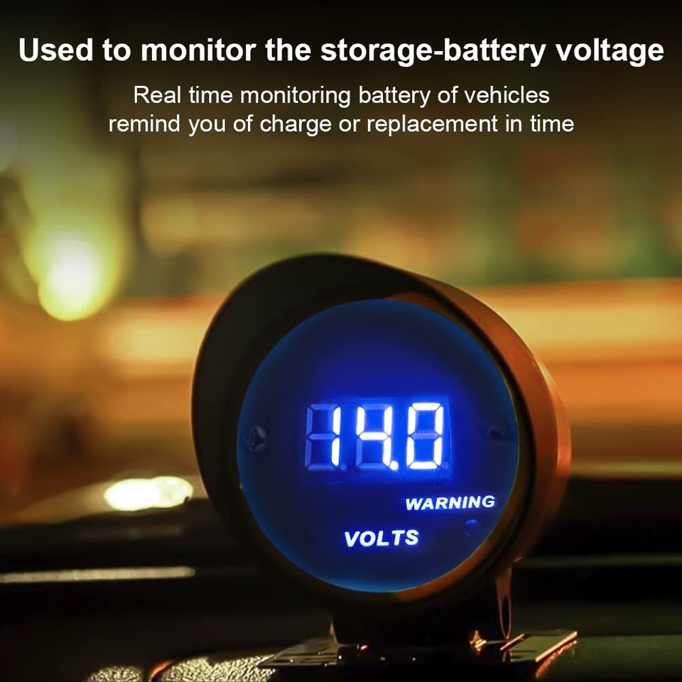2" 52mm LED Volt Gauge Voltage Meter 12V Voltmeter Blue Digital for Car ...