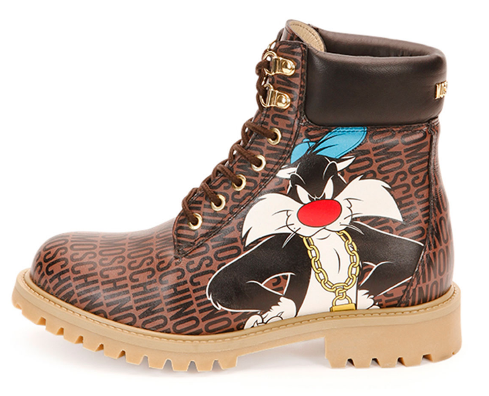 Moschino Deadstock Looney Tunes Tweety Combat Ankle Hiking Boots Shoes ...