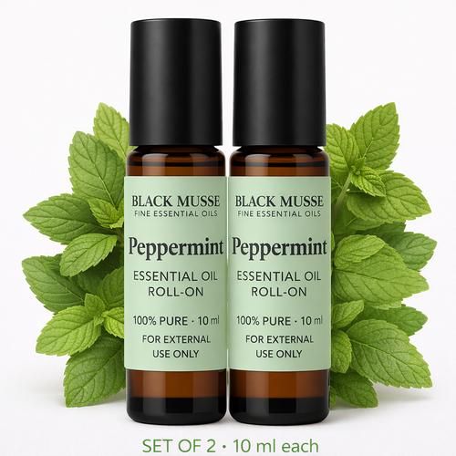 Peppermint Essential Oil Roll On – Set of 2 – Cooling & Focus – BLACK ...