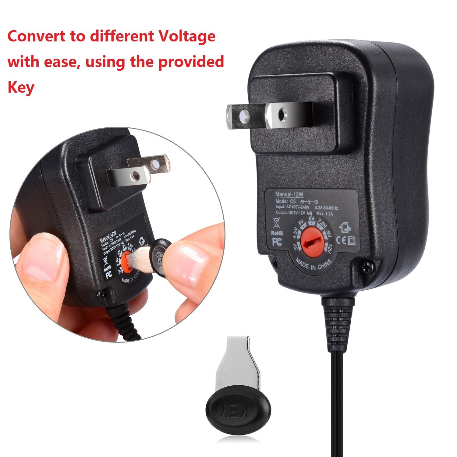 Universal Adjustable Voltage USB Port Power Supply AC/DC Adapter ...