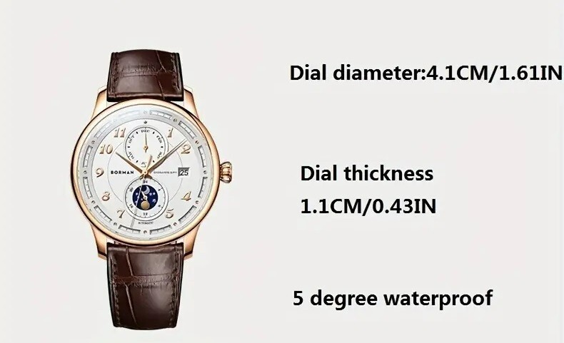 New BORMAN Men's Fully Automatic Mechanical Versatile watch - Rose Gold ...