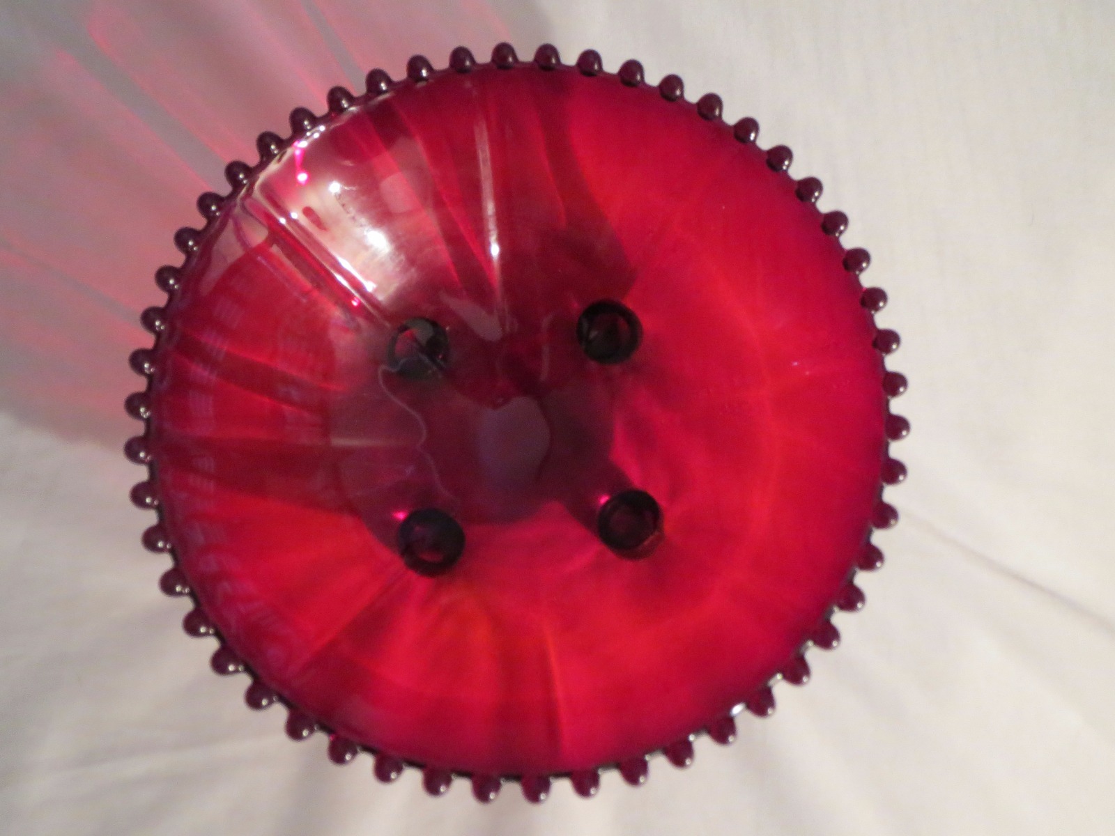 Vintage Imperial Four-Toed Bowl #400/74B Red "Candlewick" Pattern Line ...