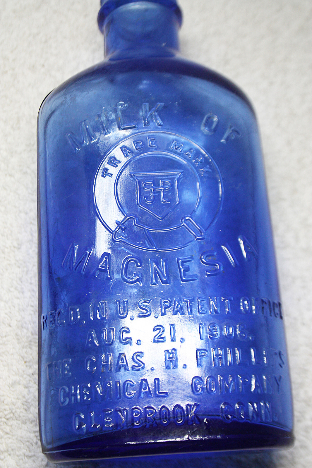 Vintage Cobalt Blue Milk Of Magnesia Bottle Antique Jar 1906 | eBay