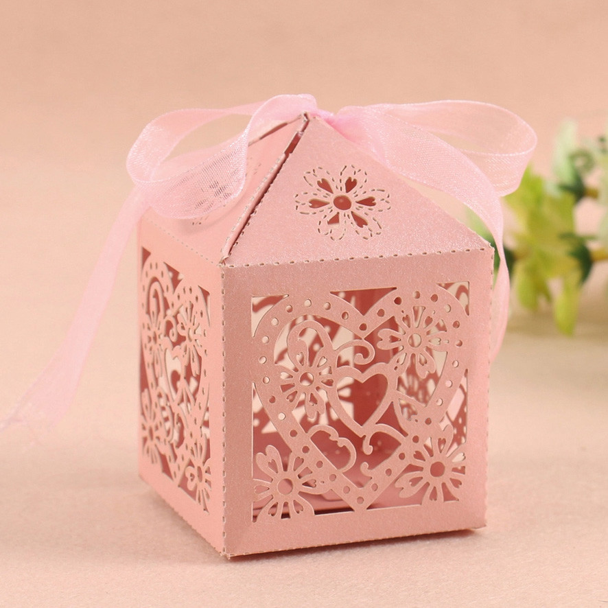 20-100 Luxury Boxes Wedding Party Favour Laser Cut Sweets Cake Candy ...
