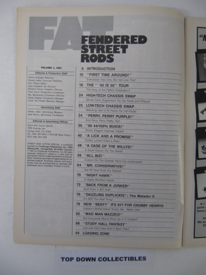 Fat Fendered Street Rods Magazine 1991 Jack Willison '40 Willys Coupe ...