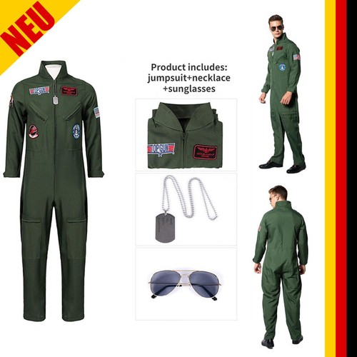 Movie Top Gun Maverick Cosplay Costume Adult Men Pilot Flight Jumpsuit ...
