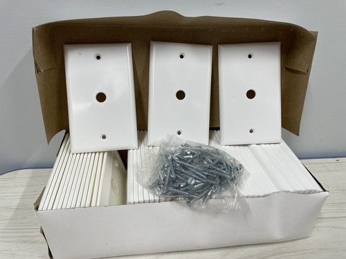 50 Quantity Coax Wall Plate White Single Coaxial Cable Outlet Cover W ...