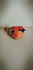 Minature Micro 1 inch green and red Bird family Wood Carving figurine ...