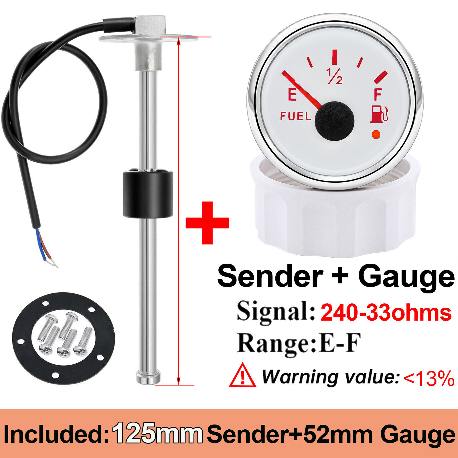 100mm-350mm Marine Boat Fuel Sending Unit Tank Level Sender Sensor 240 ...