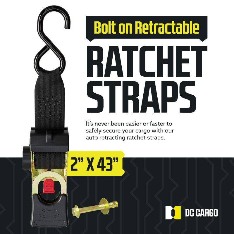 DC Cargo Bolt-On Auto-Retract Strap with S-Hook, 2"x43", 2-pack ...