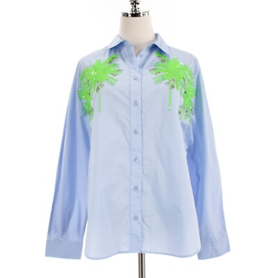 Essentiel Antwerp NWD Palm Tree Embellished Button Down Top Size 40 (US ...
