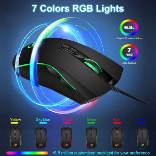 Wired Ergonomic Mouse Gaming Mouse With 7 Buttons, 3200 DPI, LED ...