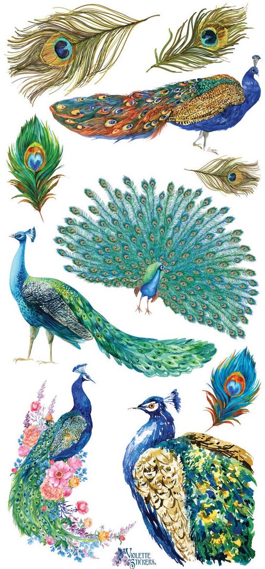 Violette Stickers Peacock Feathers Birds Crafts Planner Supply ...