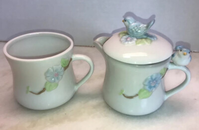 Vintage 1990 Summit Corp Cream And Sugar Set Blue Birds | eBay