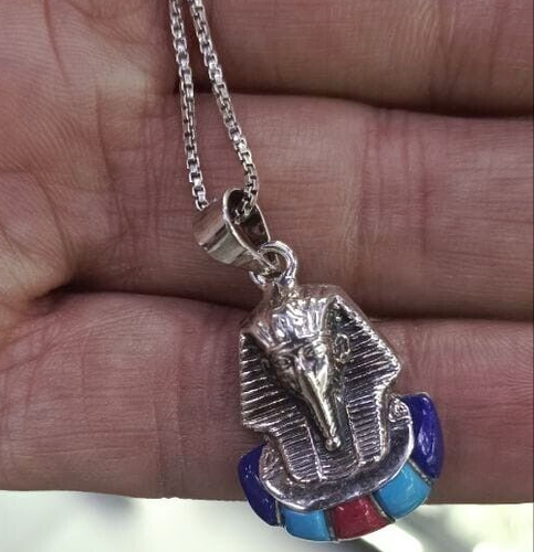 925 Silver Egyptian Pharaonic Necklace Chain, Egyptian Chain Inlaid ...