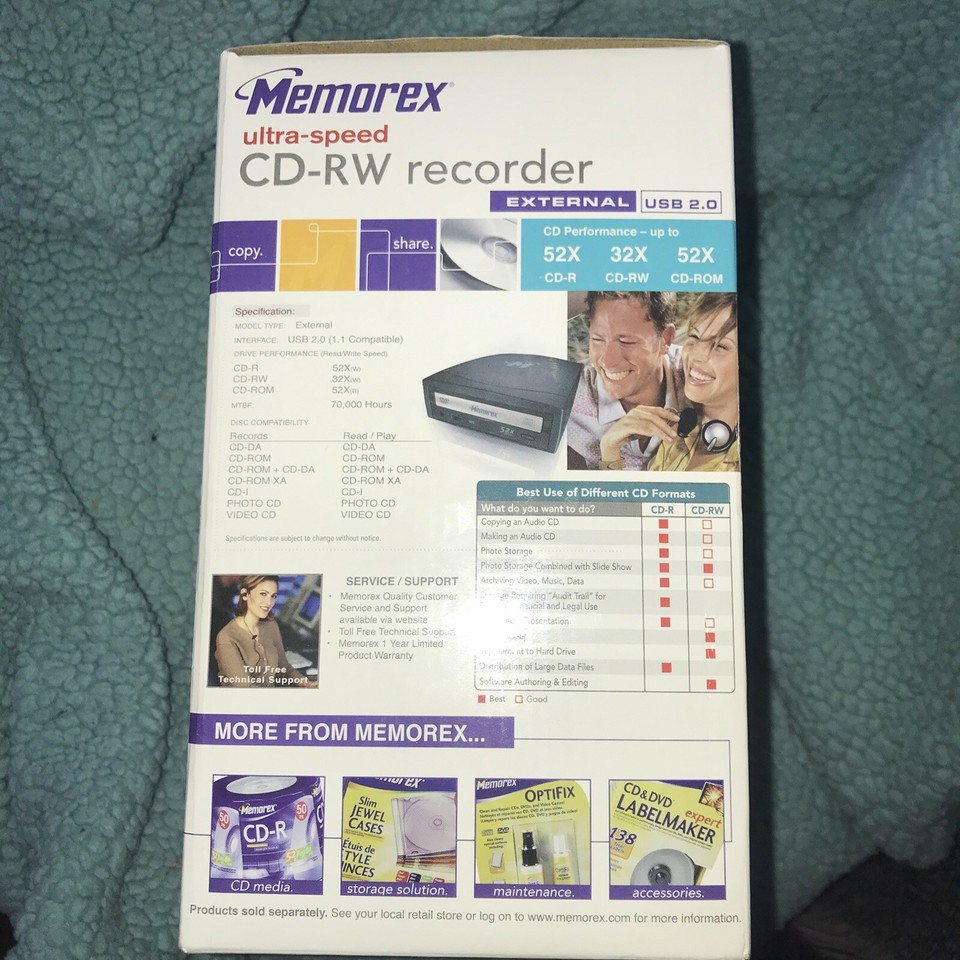 Memorex Ultra Speed CD-RW Recorder External USB 2.0 . NEW FACTORY ...