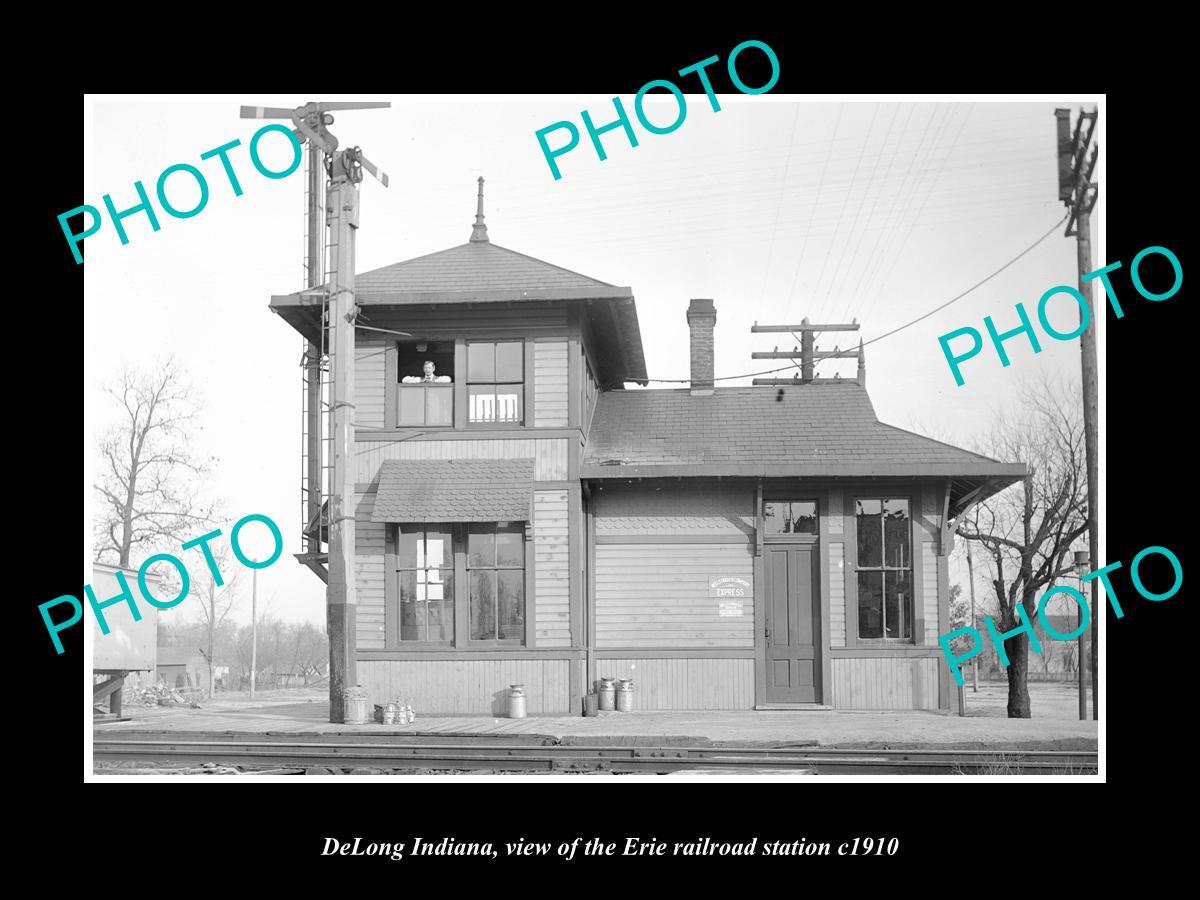 OLD 6 X 4 HISTORIC PHOTO OF DELONG INDIANA ERIE RAILROAD STATION c1910 ...