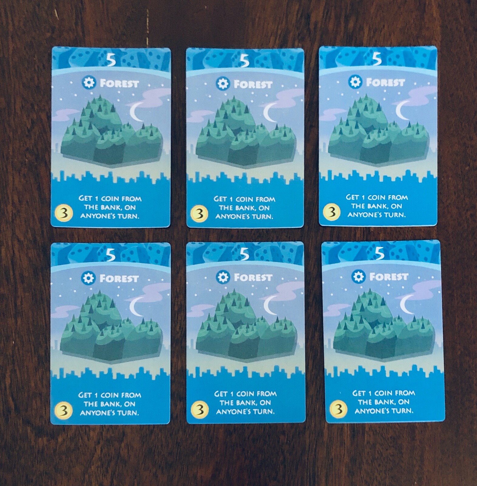Machi Koro Bright Lights Big City (Forest) Lot of 6 Blue Cards Primary ...