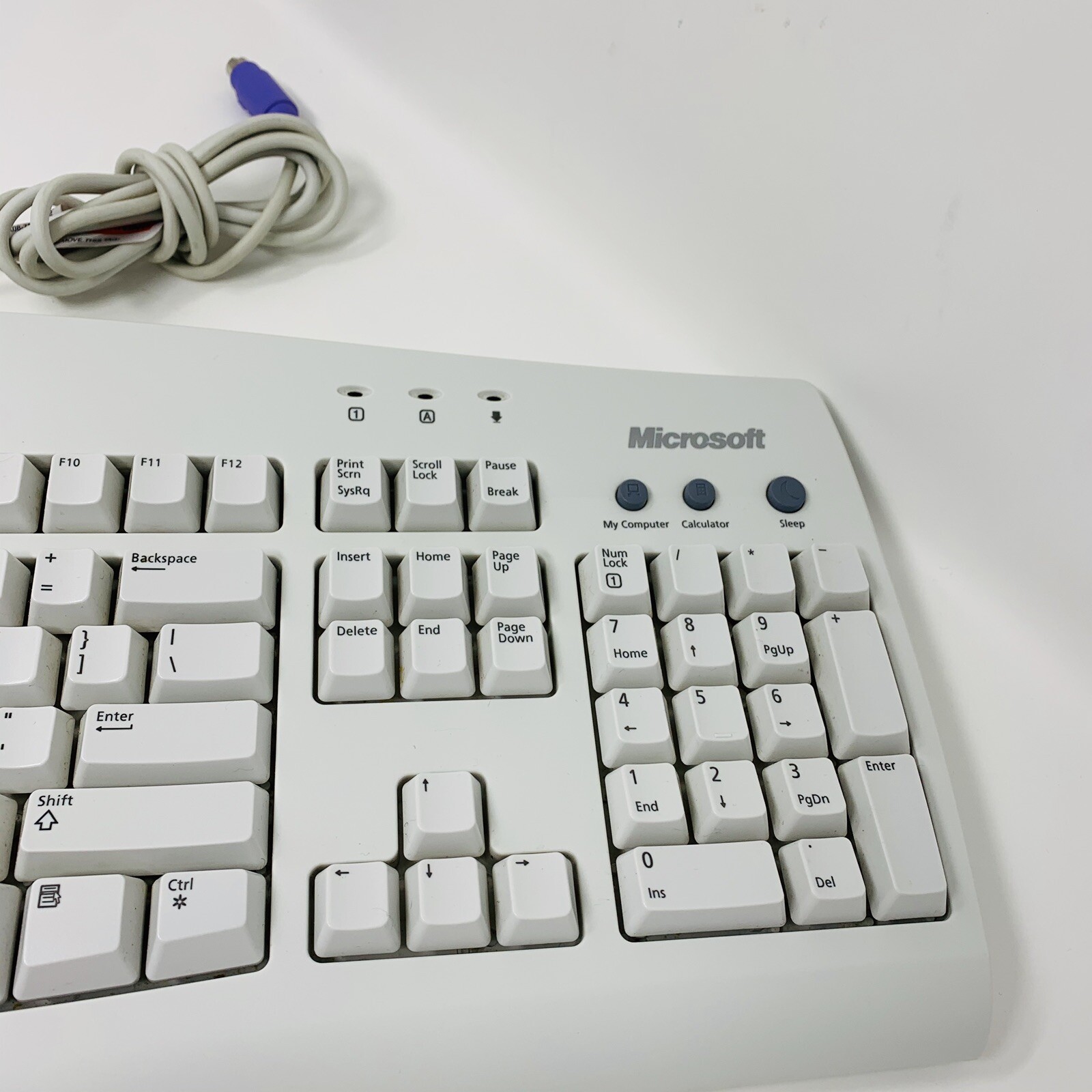 Vtg Microsoft Internet White Keyboard Clicky Clickey Retro PS/2 ...