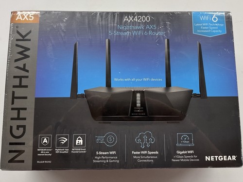 NETGEAR Nighthawk AX4200 WiFi 6 Router RAX42 Black - 4.2Gbps, 5-Stream ...