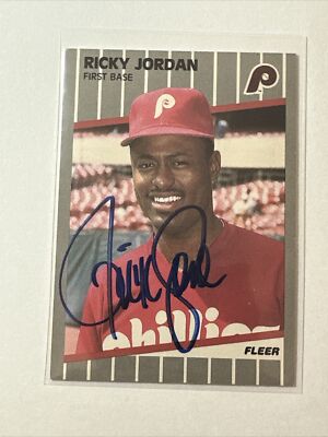 Ricky Jordan 1989 Fleer Signed Autographed Baseball Card Philadelphia ...