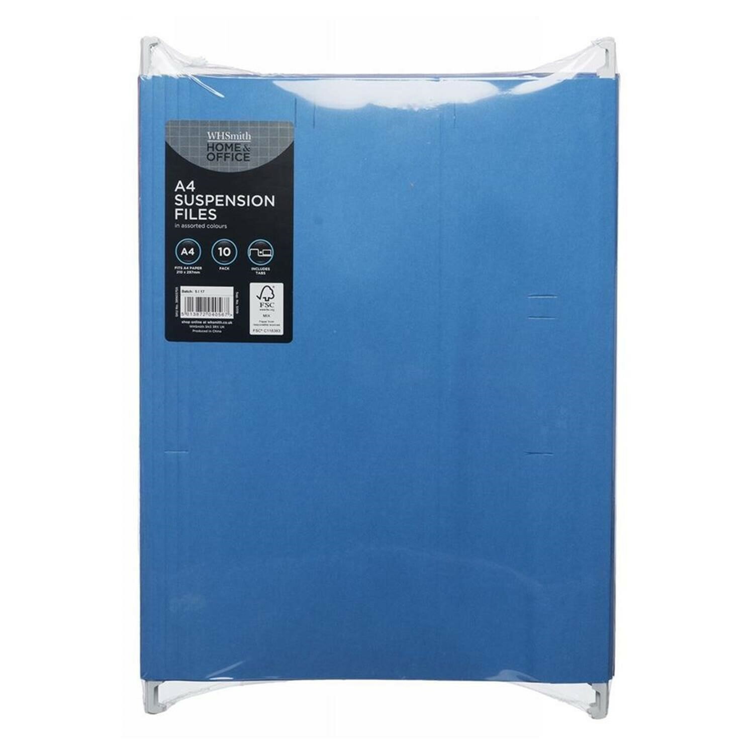 WHSmith Assorted Bright Colours A4 Card Suspension Files With 10 Tabs ...