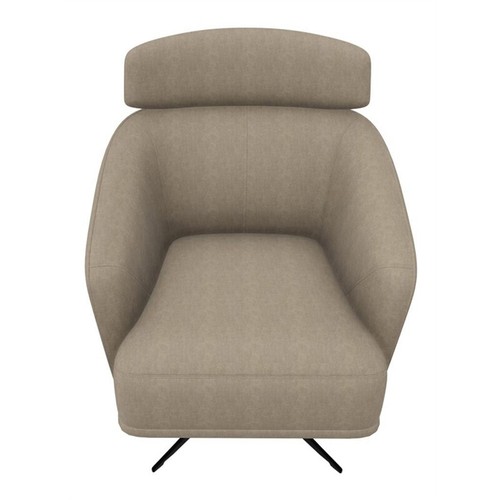 Enza Home Sirona Fabric Swivel Armchair with Headrest in Dark Taupe ...