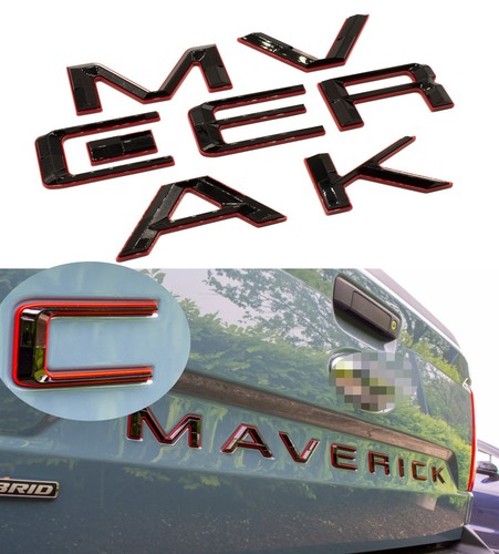 Black Red Tailgate Insert Letters Badge For MAVERICK Emblem 2022-2024 ...