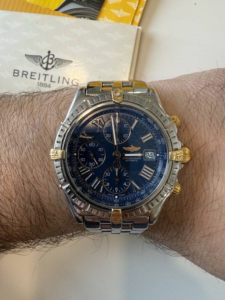 Breitling Crosswind Blue Dial Roman Letters Gold Accents with Box and ...