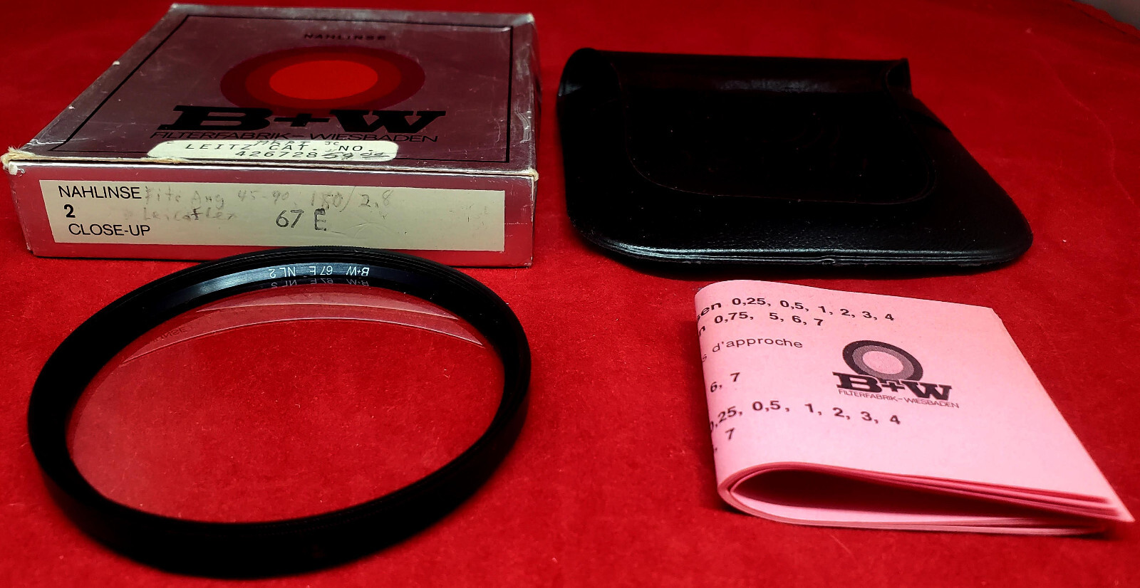 B+W BRAND LEICA 67MM 2X CLOSE UP LENS FILTER, NEW BOXED IN BLACK CASE ...