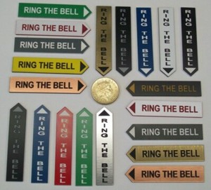RING THE BELL 62x13mm arrow sign in various colours | eBay