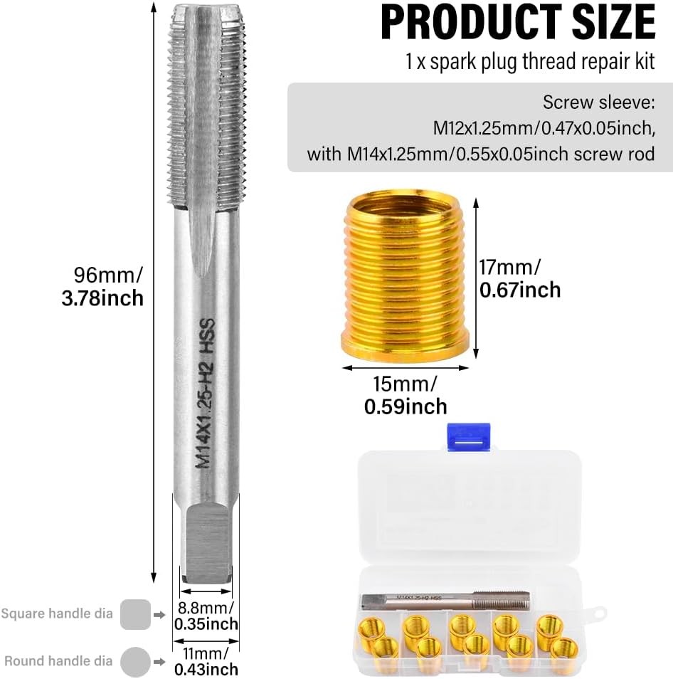 12Mm X 1.25 Helicoil Kit, m12x1.25 Spark Plug Thread Repair kit 12 ...