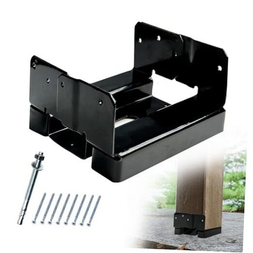 PCS 6x6 Post Base for Concrete Heavy Duty Black E-Coated 6x6 Post ...