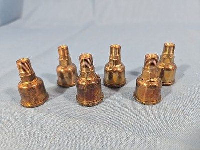 6 Vintage Antique Solid Brass Steam Engine Oiler Oil Grease Cups Hit ...