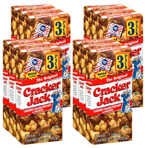 NS (12 Total Boxes) Cracker Jack Original 3-Pack Caramel Popcorn with ...