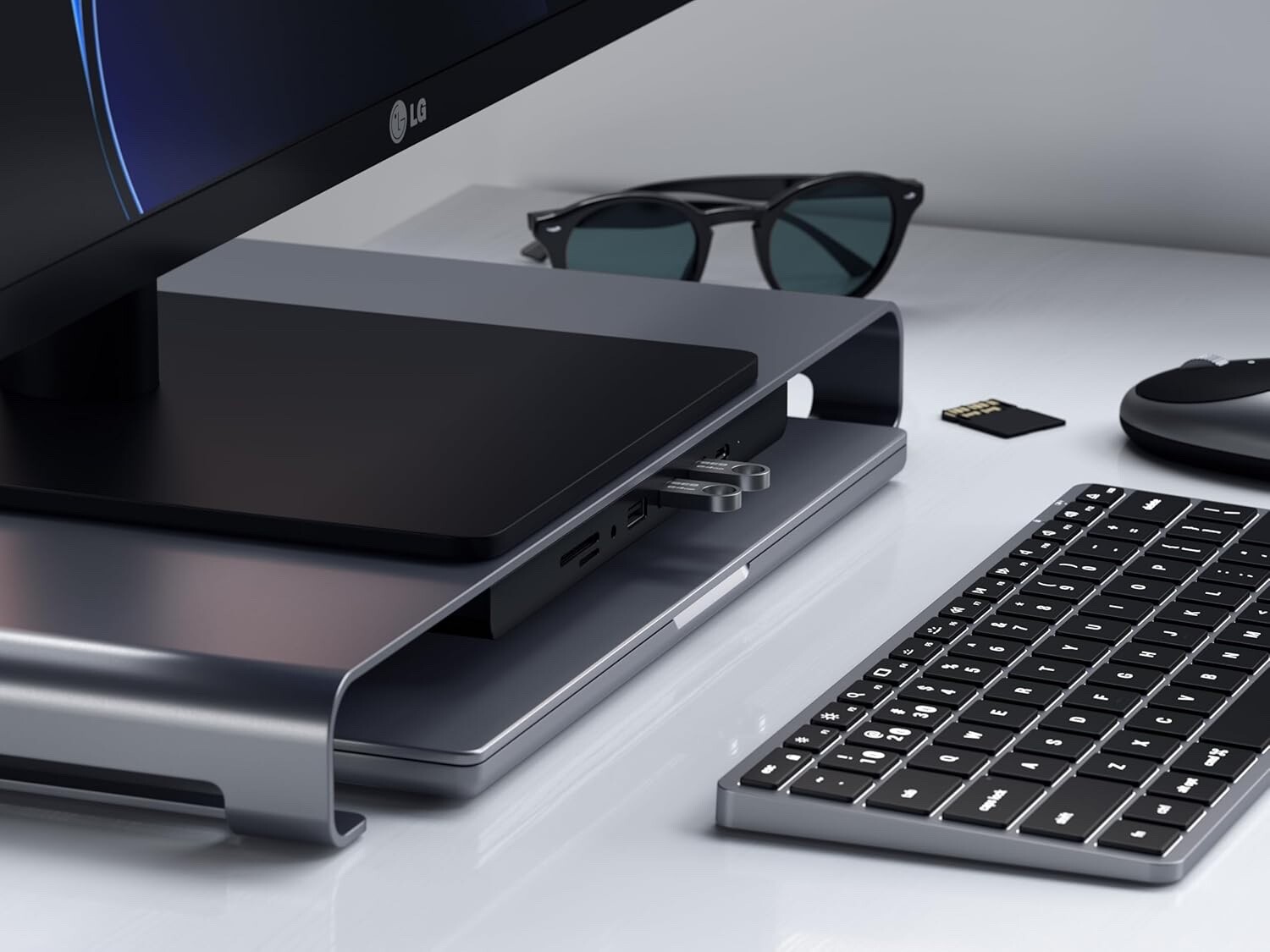 Satechi USB C Hub Monitor Stand for Desk with USB-C Data Port, 2 USB 3. ...