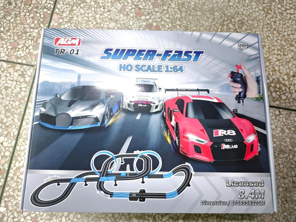 High-Speed Slot Car Race Track Set - 8.4m Dual Track with 4 Cars ...