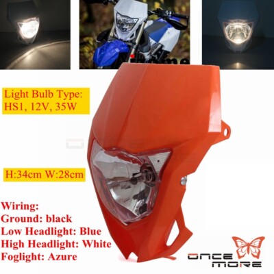 Orange Supermoto Enduro Headlights For Yamaha XT WR YZ TTR WRF 125 230 ...