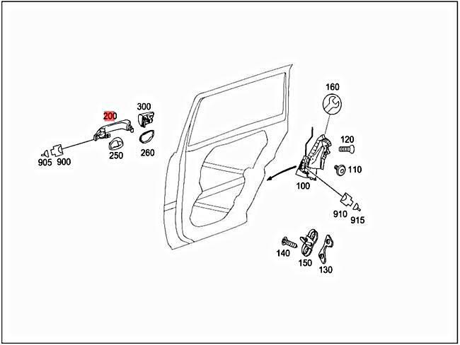 Genuine MERCEDES V251 W164 W251 X164 Door handle Left rear door ...
