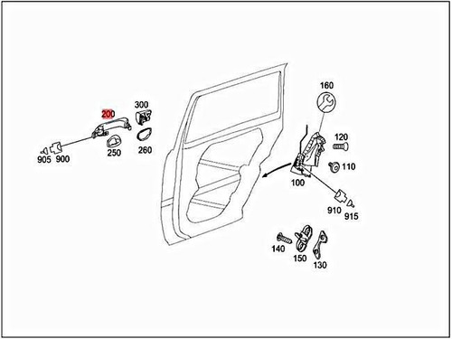 Genuine MERCEDES V251 W164 W251 X164 Door handle Left rear door ...