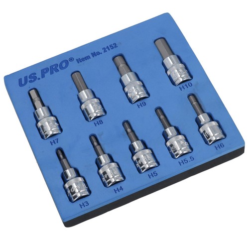 Hex / Allen Sockets Key Bits 3/8" Drive 2mm - 10mm 9pcs AT730 | eBay ...