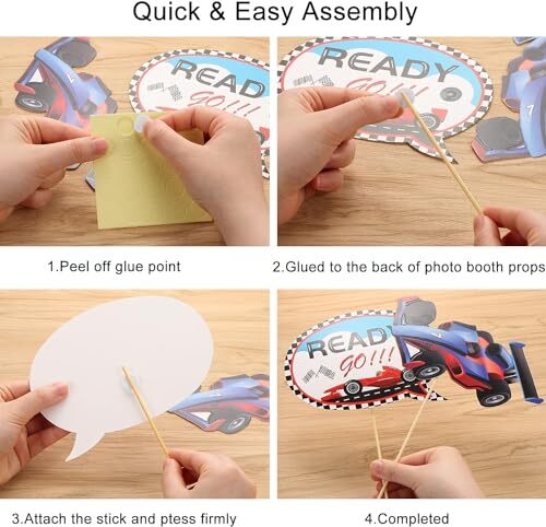 25Pcs Race Photo Booth Props with Stick Racing Car Theme Selfie Props ...