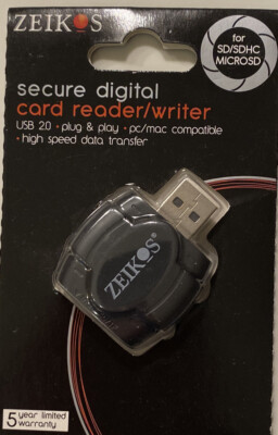 Zeikos Hi-Speed SD USB 2.0 Card Reader Writer F/ SD/SDHC MicroSD | eBay