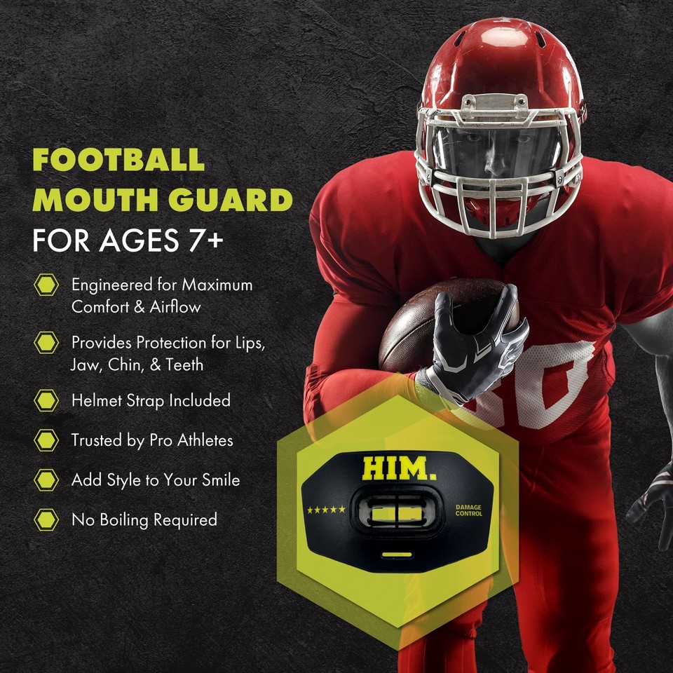 DAMAGE CONTROL Youth Football Mouth Guard - Breathable, No-Boil, w ...