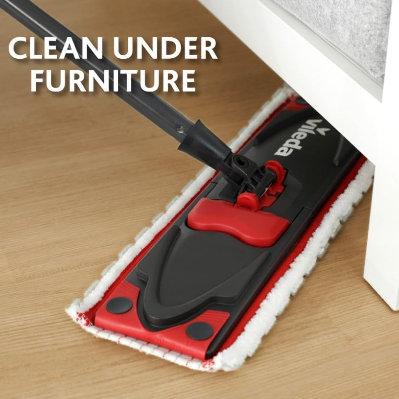 Vileda Ultramax Flat Mop and Bucket Set - Red, Hands-Free Wringing ...
