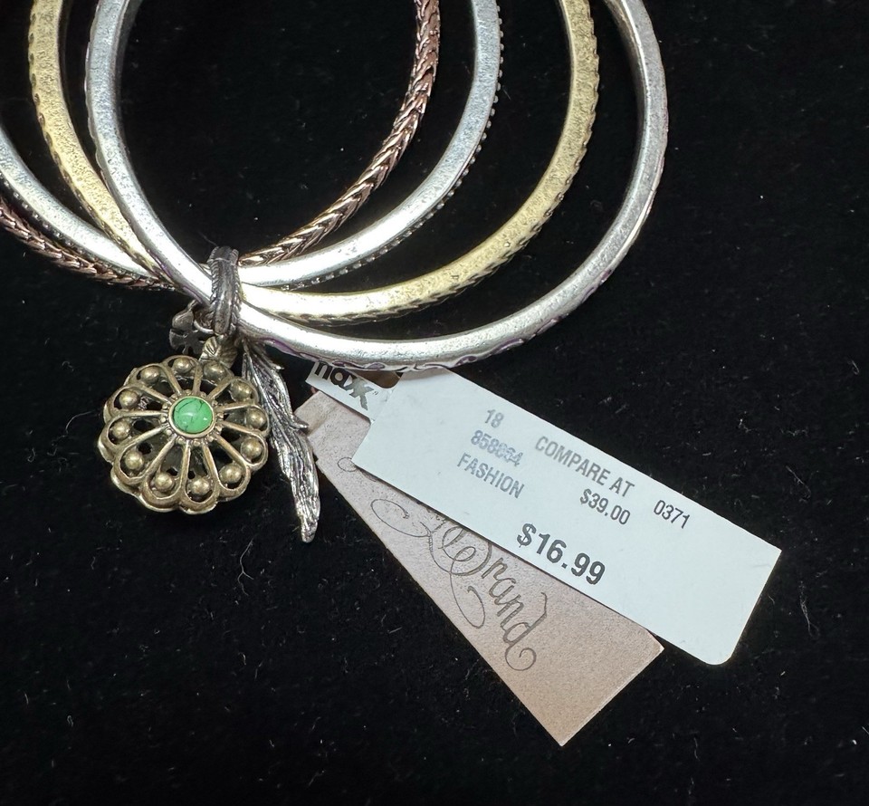 NEW w TAGS Lucky Brand Multi-Tone Bangle Bracelet Set w Charms | eBay