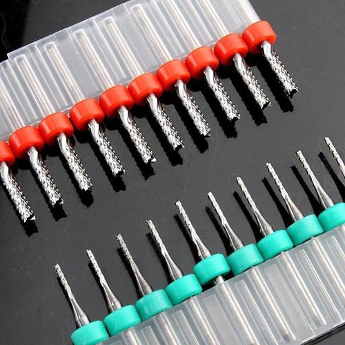 KLOT 10pcs Solid Carbide Fish Tail End Mill 0.6mm-3.175mm PCB Diamond ...