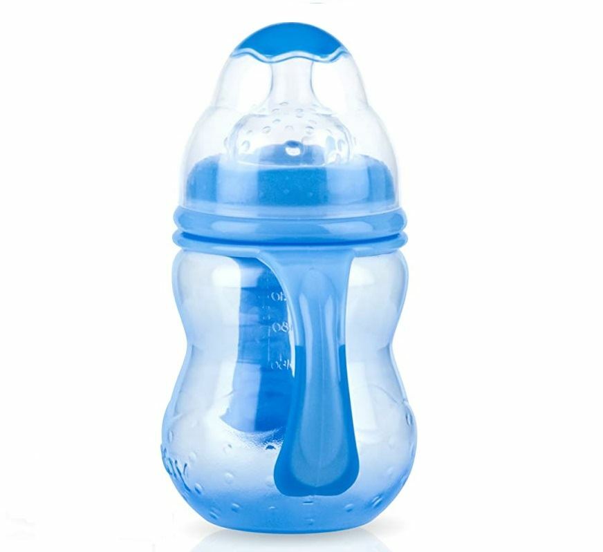 BPA FREE BLUE NUBY 240ML STARTER CUP TWIN HANDLES FOR 6M+ BABY TODDLER ...