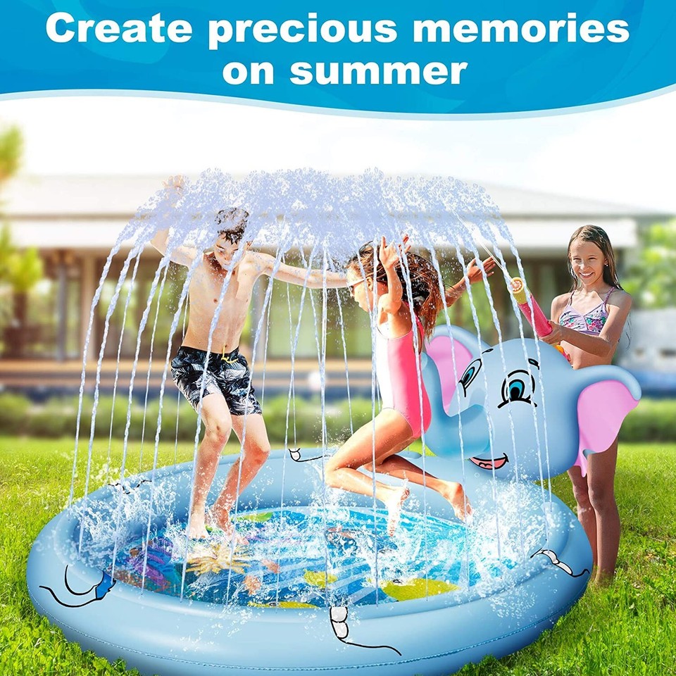 3 in 1 Sprinkler Pool for Kids 65" Inflatable Splash Pad Baby Wading ...