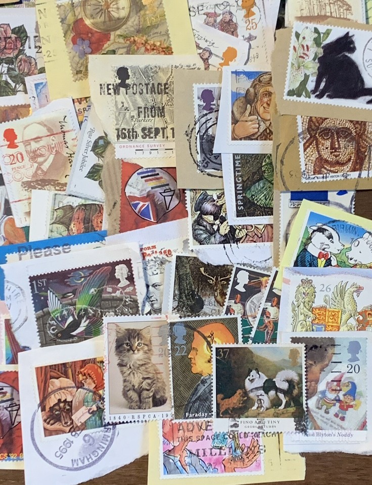 250 GB 1990s Commemorative Stamps Used On/ Off Paper - Arts & Crafts ...